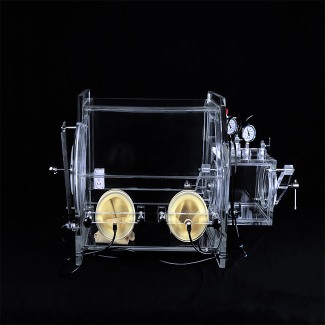 C Type Argon Acrylic Glove Box , 2 Ports Isolation Glove Box